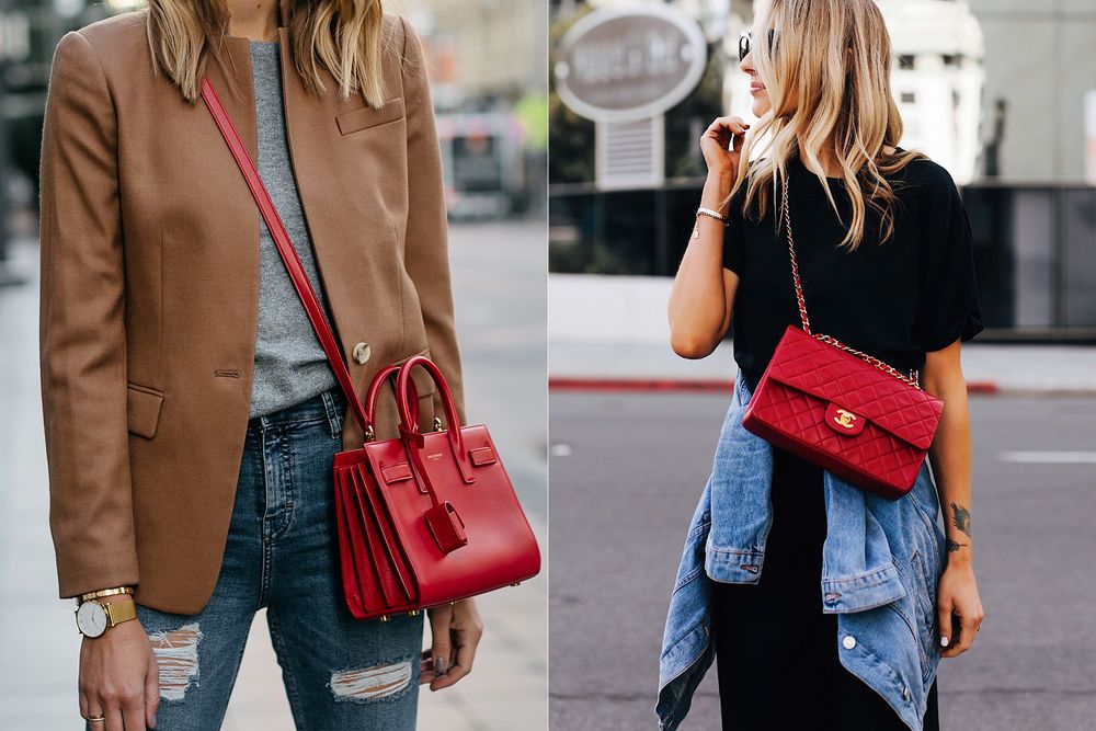 red designer purses